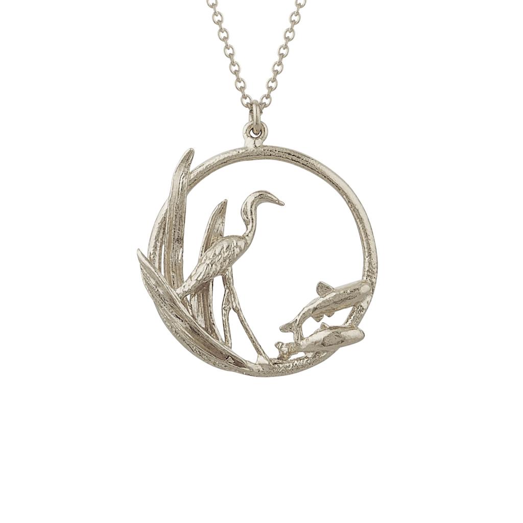 Alex Monroe The Heron and the Fish Loop Necklace Silver – The Hambledon