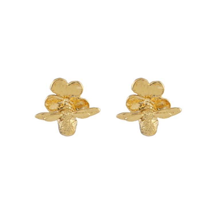 Alex Monroe Forget Me Not Stud Earrings with Itsy Bitsy Bee Gold – The ...