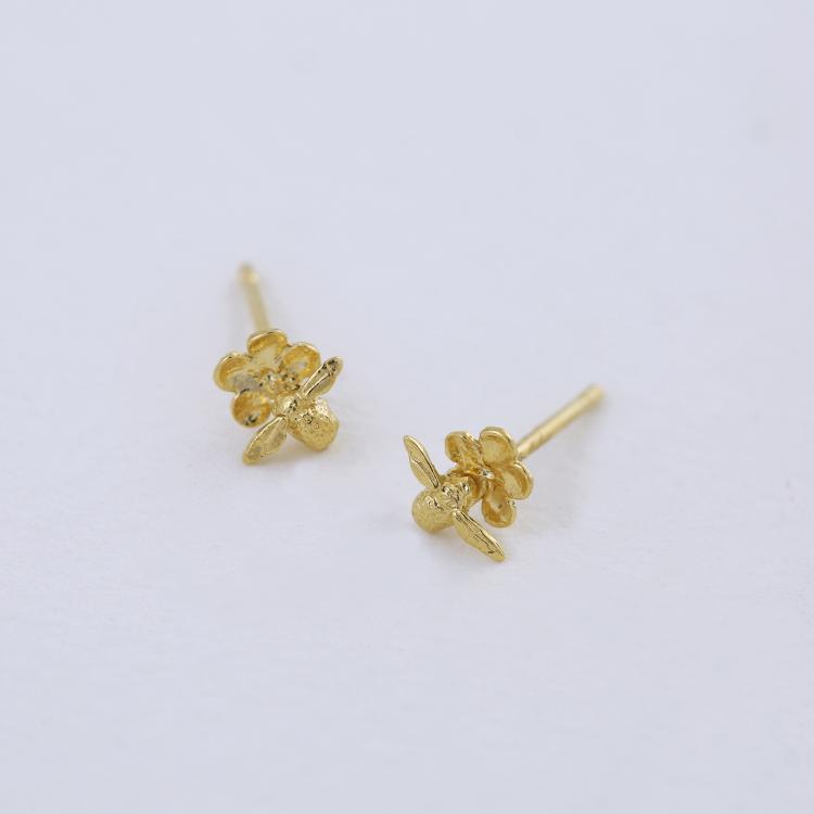 Alex Monroe Forget Me Not Stud Earrings with Itsy Bitsy Bee Gold – The ...