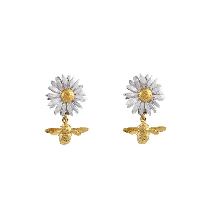 Alex Monroe Daisy Stud Earrings with Teeny Tiny Bee Drops – The Hambledon