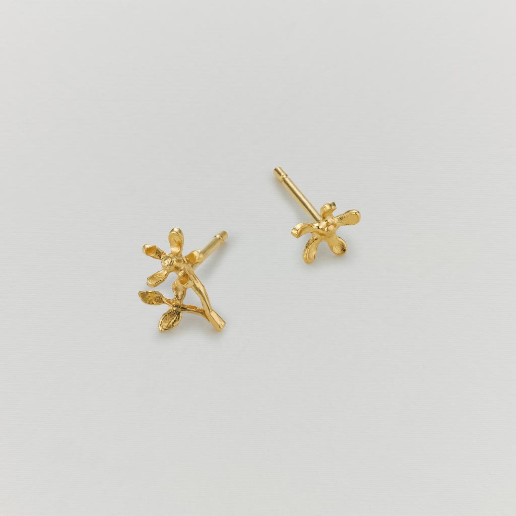 Alex Monroe Asymmetric Growing Flower Stud Earrings Gold – The Hambledon