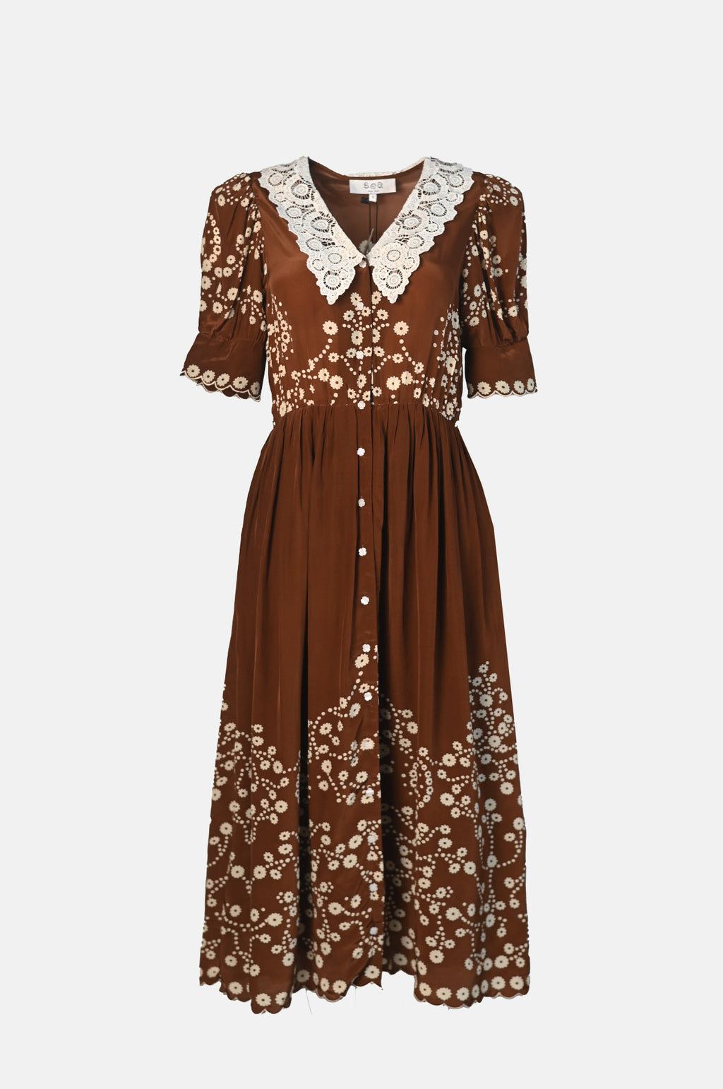 Sea New York Frances Print S/Slv Midi Dress Brown – The Hambledon