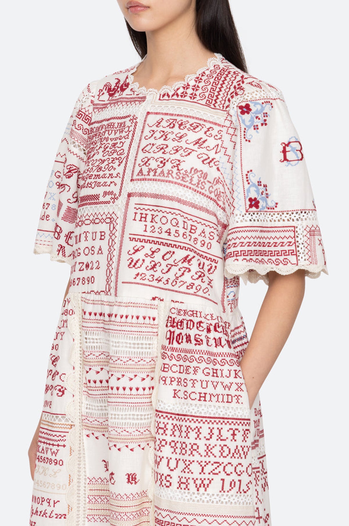 Sea New York Kit Embroidery S/Slv Midi Dress Cream – The Hambledon