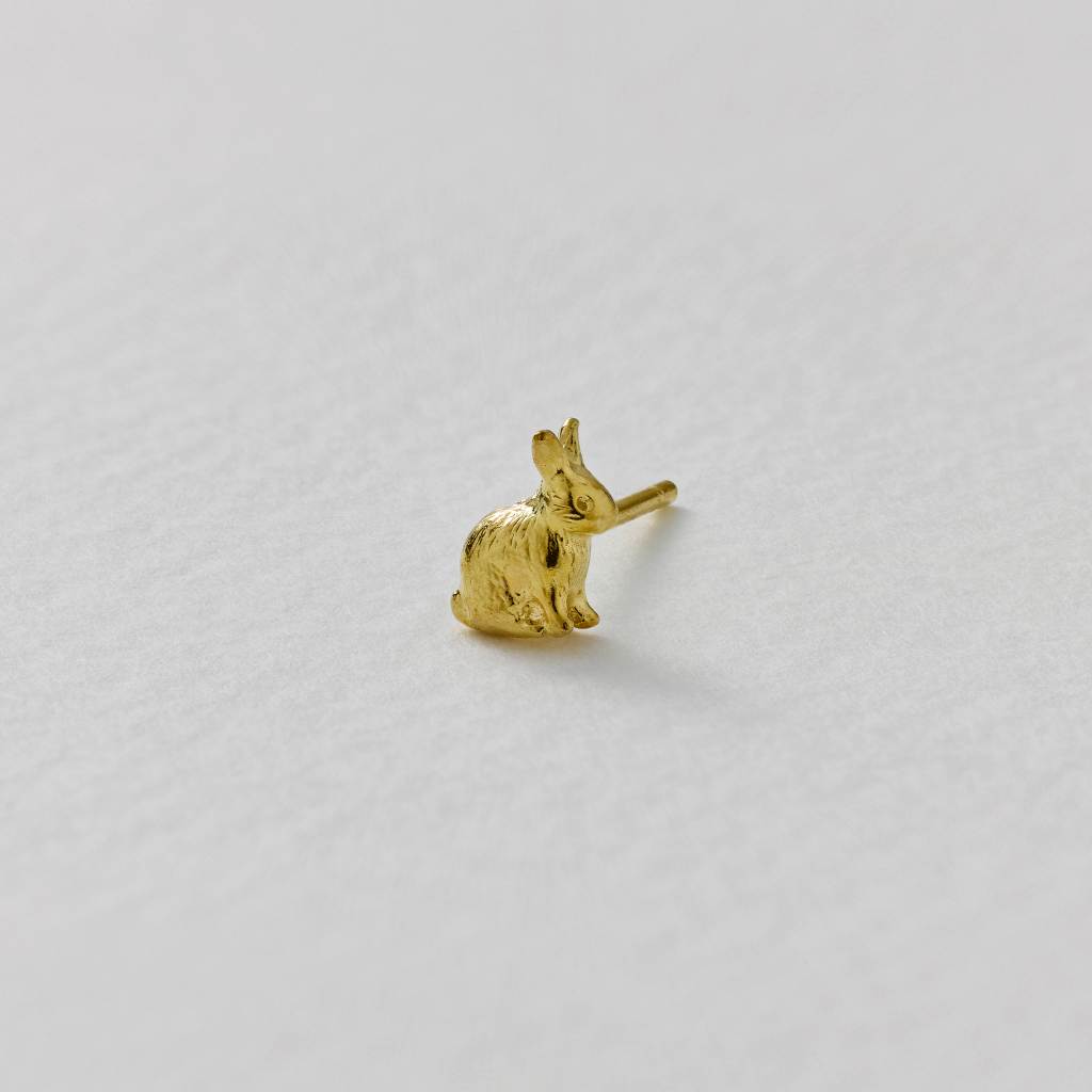 Alex Monroe Teeny Tiny Sitting Bunny Single Stud Earring 18ct Solid ...