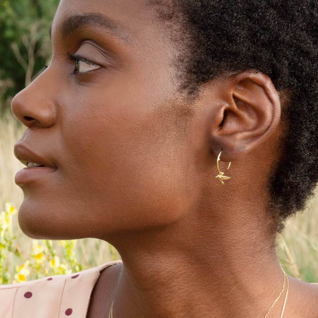 Alex Monroe Teeny Tiny Hummingbird Hoop Earrings 18ct Solid Gold – The ...