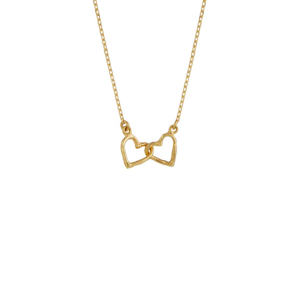 Alex Monroe Teeny Tiny Linked Heart In-Line Necklace 18ct Solid Gold ...