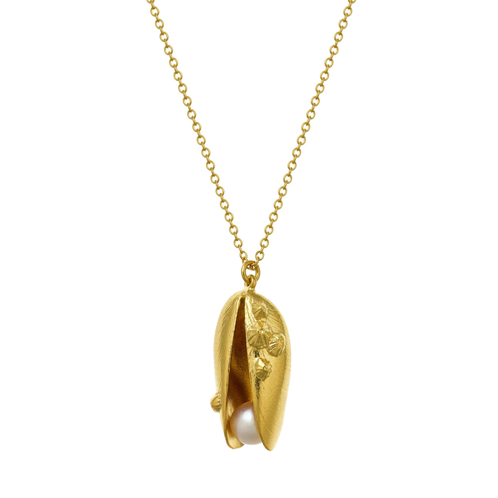 Alex Monroe Mussel & Pearl Necklace Gold – The Hambledon